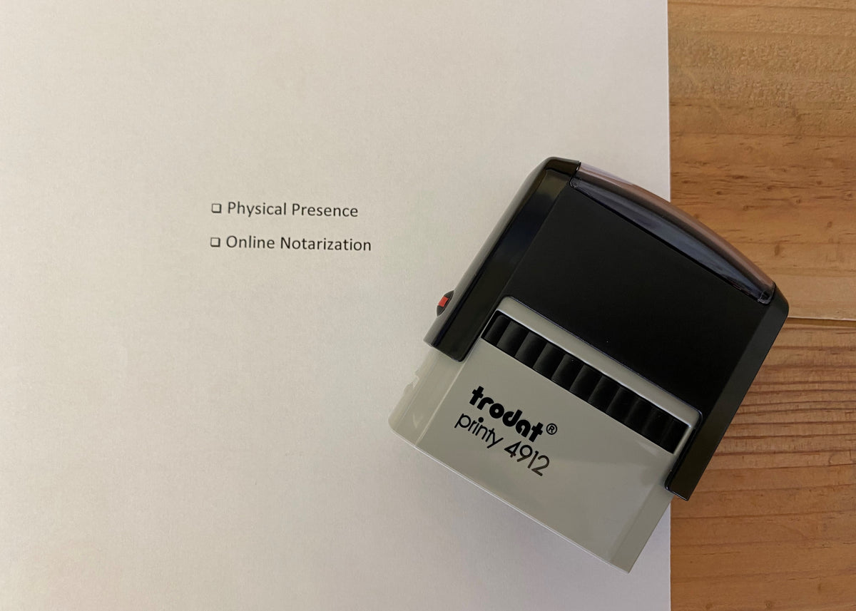"Physical or Online Notarization" Stamp – The Dotted Line Shop